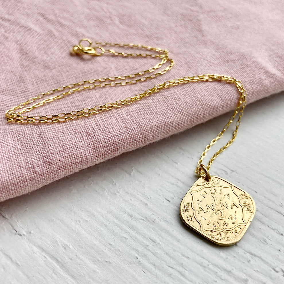 1943 Indian Half Anna Coin Necklace – Prenoa