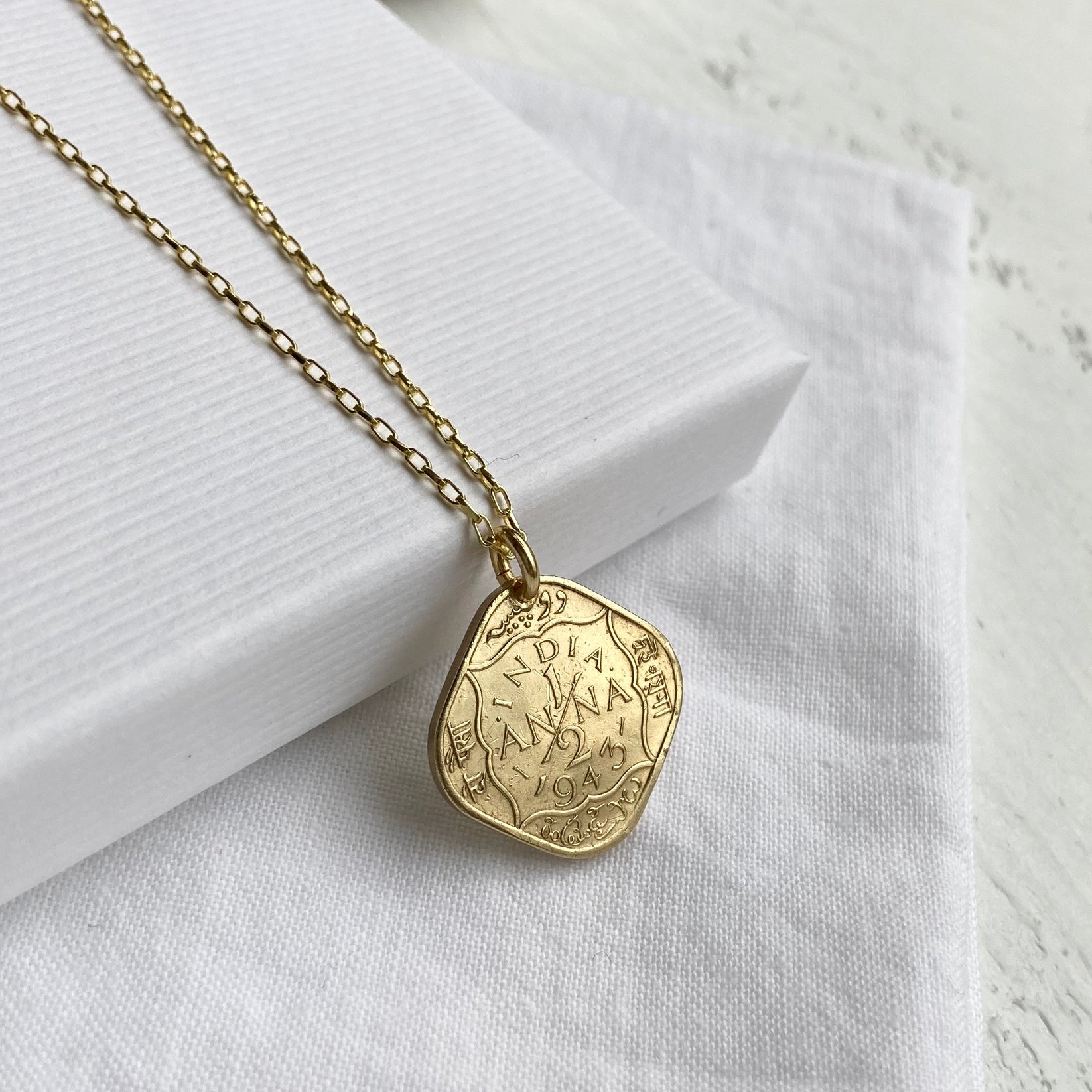 1943 Indian Half Anna Coin Necklace – Prenoa